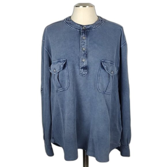 J.L. Powell | Shirts | Euc J L Powell 0 Cotton Blue Henley Mens Long ...